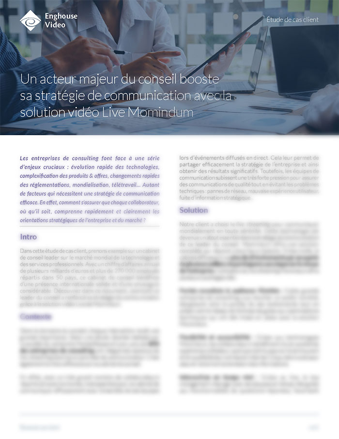 La solution vidéo Live de Momindum | Enghouse Video