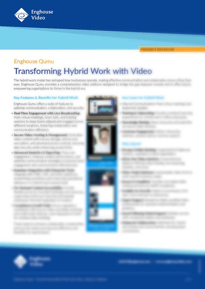 Enghouse Qumu : Transformer le travail hybride avec la vidéo | Enghouse ...
